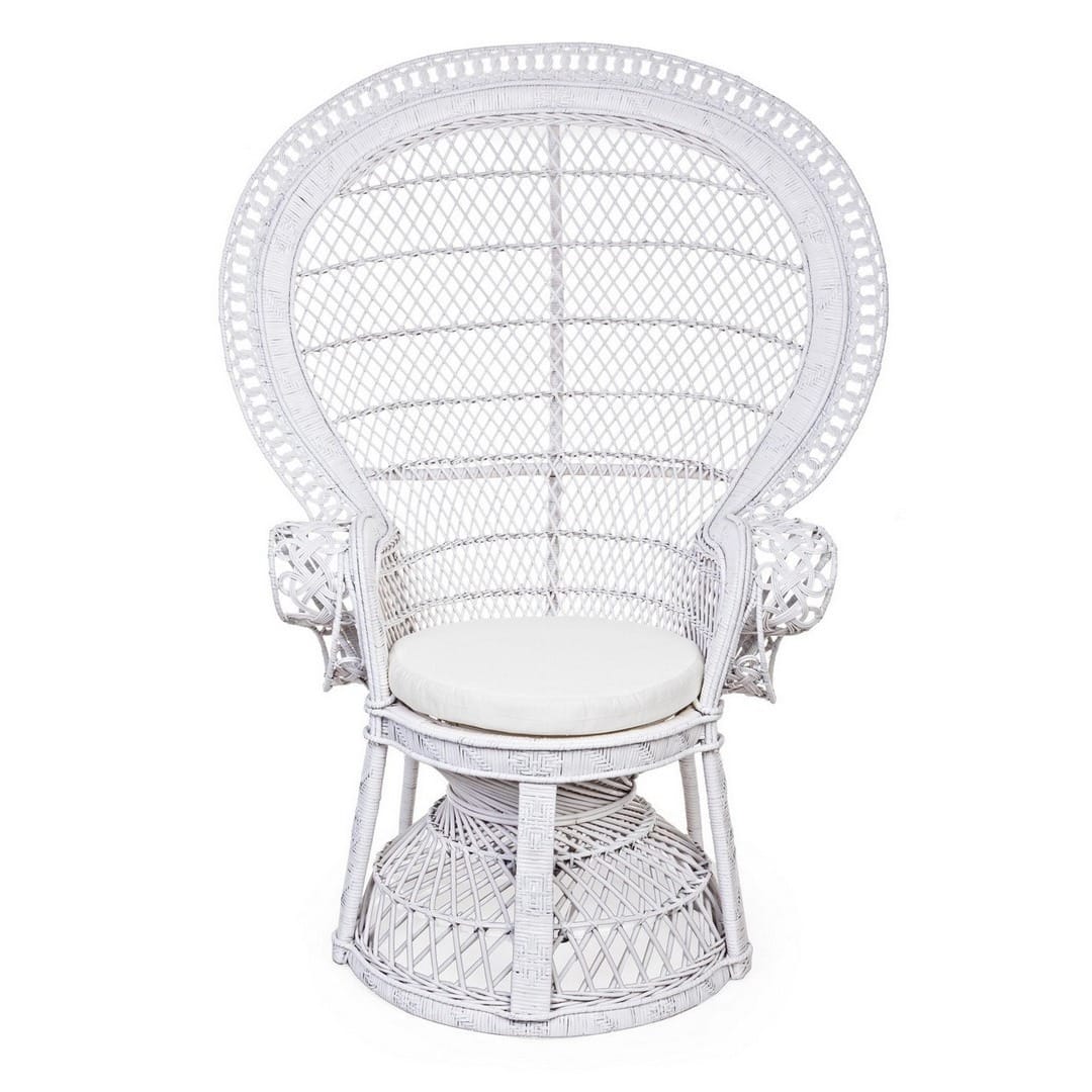 Fauteuil Emmanuelle En Rotin Blanc - Majdeltier