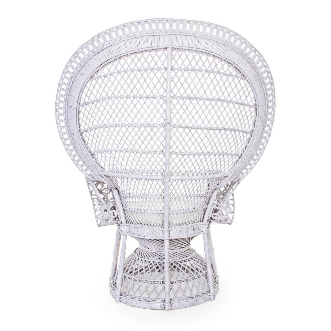 Fauteuil Emmanuelle En Rotin Blanc - Majdeltier