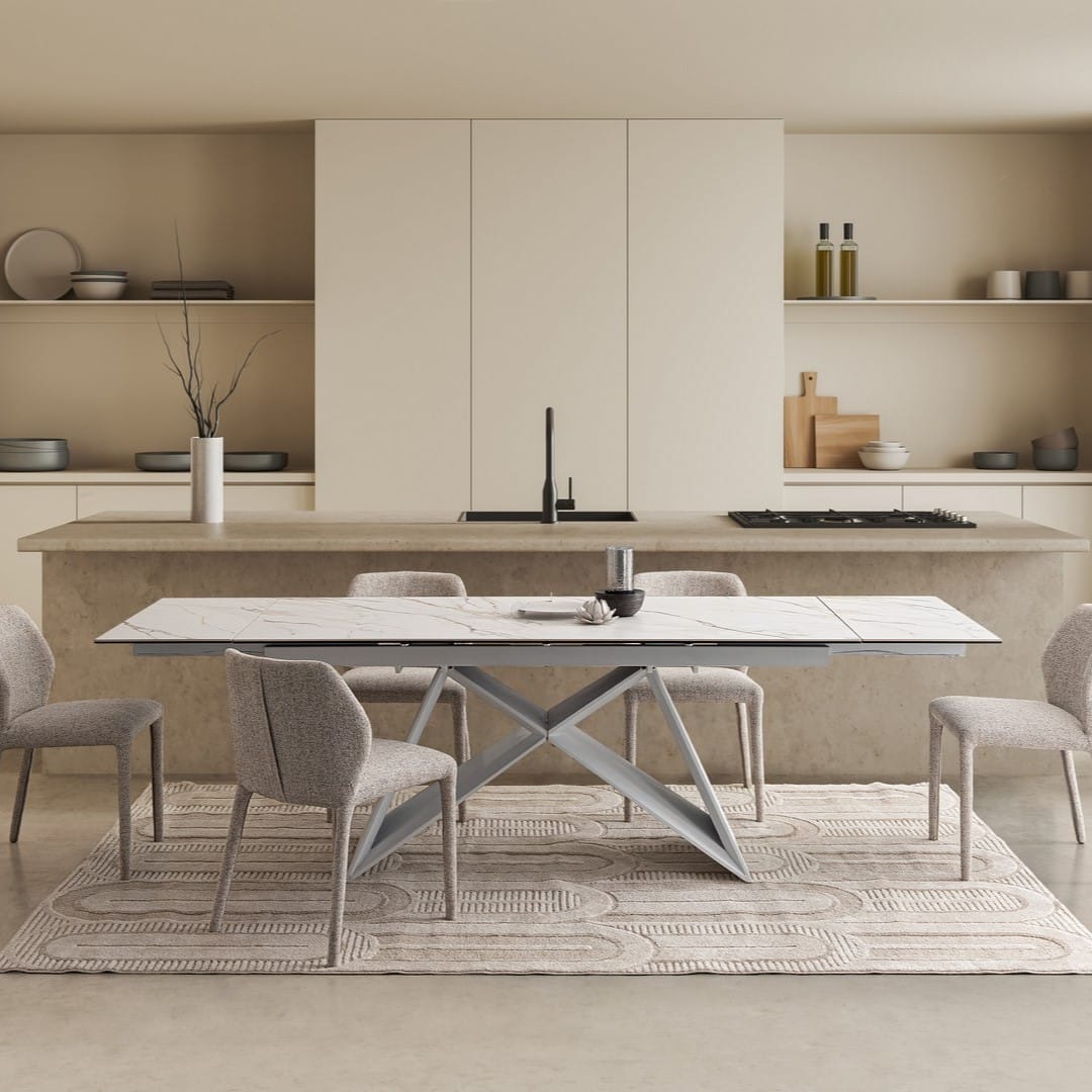Table de repas céramique extensible Aliisa Blanche 90cm x 180/260 cm ...